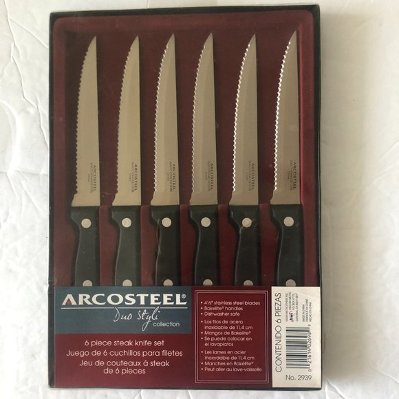 ARCOSTEEL | Kitchen | Arcosteel 6 Piece Vtg Stainless Steel Steak Knife ...